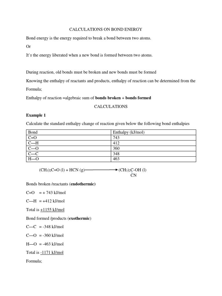 Bond Energy Calculation Methods | PDF