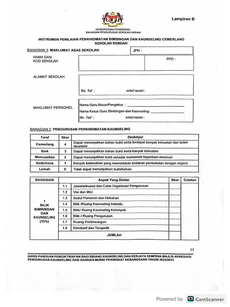 Borang Instrumen Penilaian | PDF