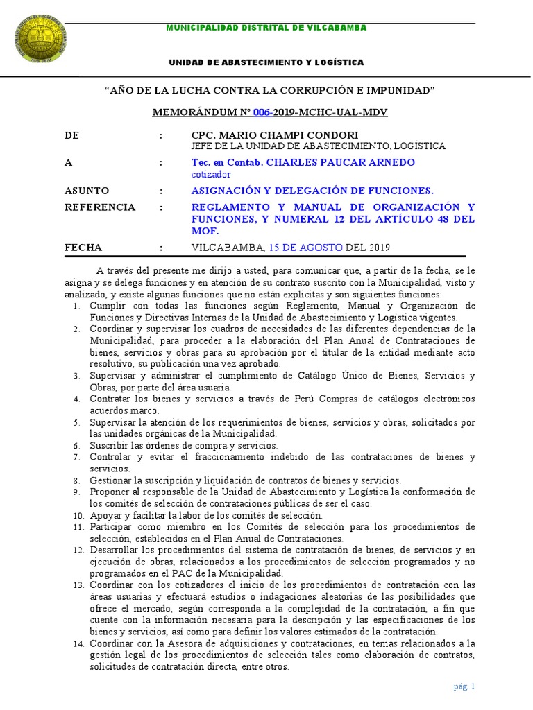 MEMO 06 DELEGACION Charles | PDF | Logística | Mercado (economía)