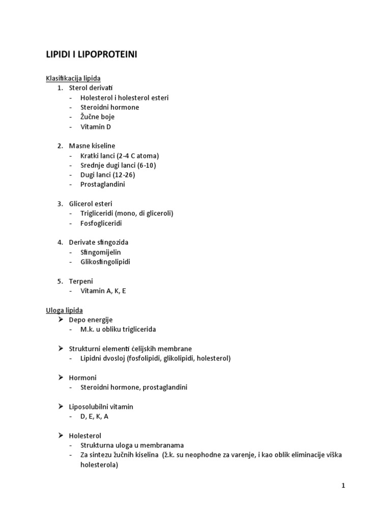 Lipidi I Lipoproteini | PDF