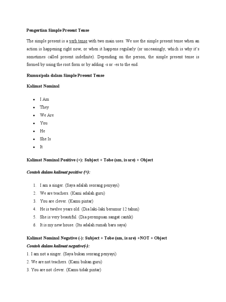 Pengertian Simple Present Tense | PDF