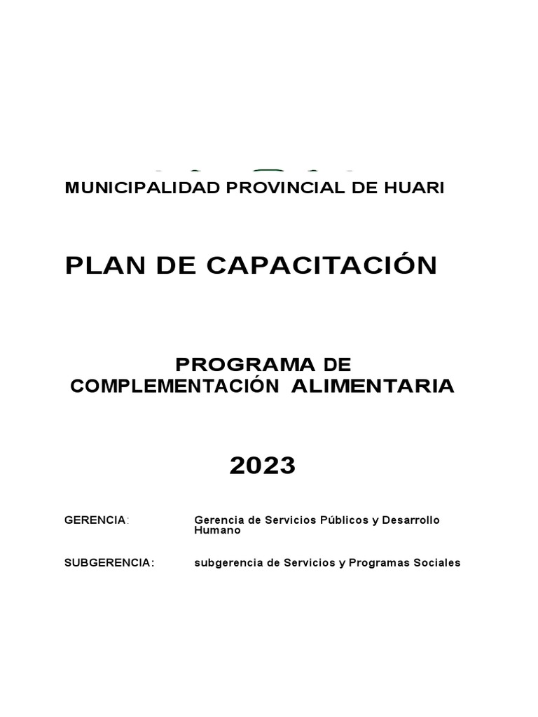 Modelo Plan de Capacitacion 2023 | PDF