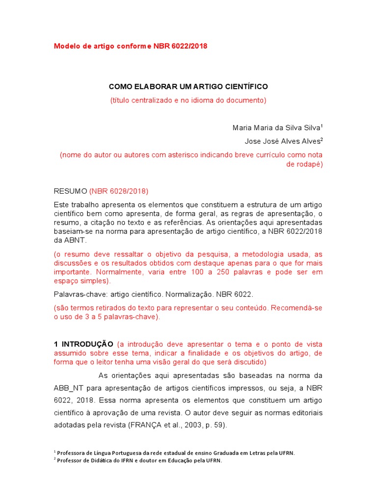 14 Modelo Artigo Científico Pdf Abstract Resumo Citação