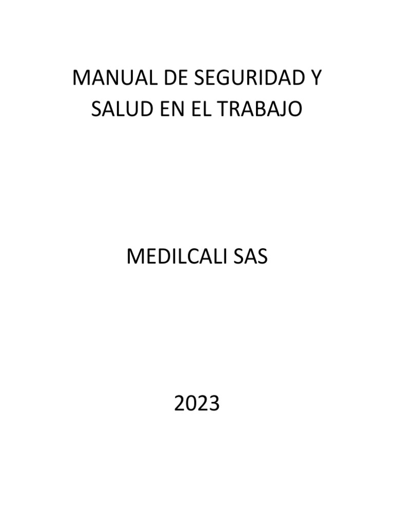 Manual de Seguridad y Salud en El Trabajo | PDF
