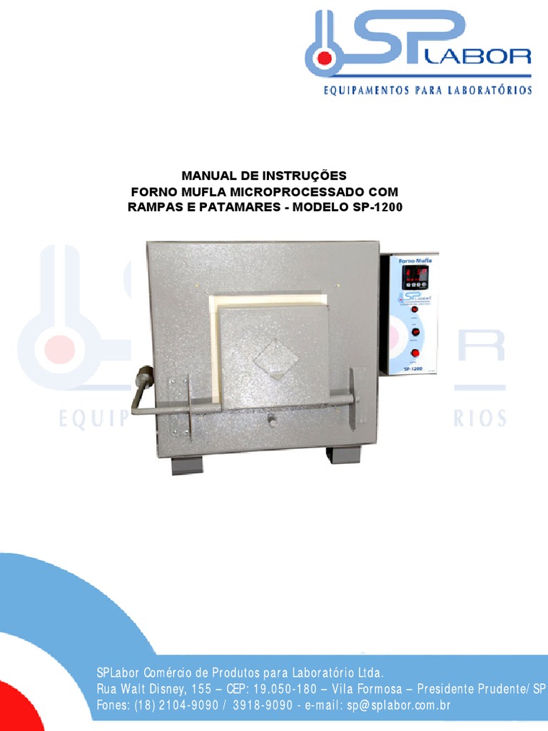Manual Do Forno Mufla SP-1200 | PDF | Forno | Temperatura