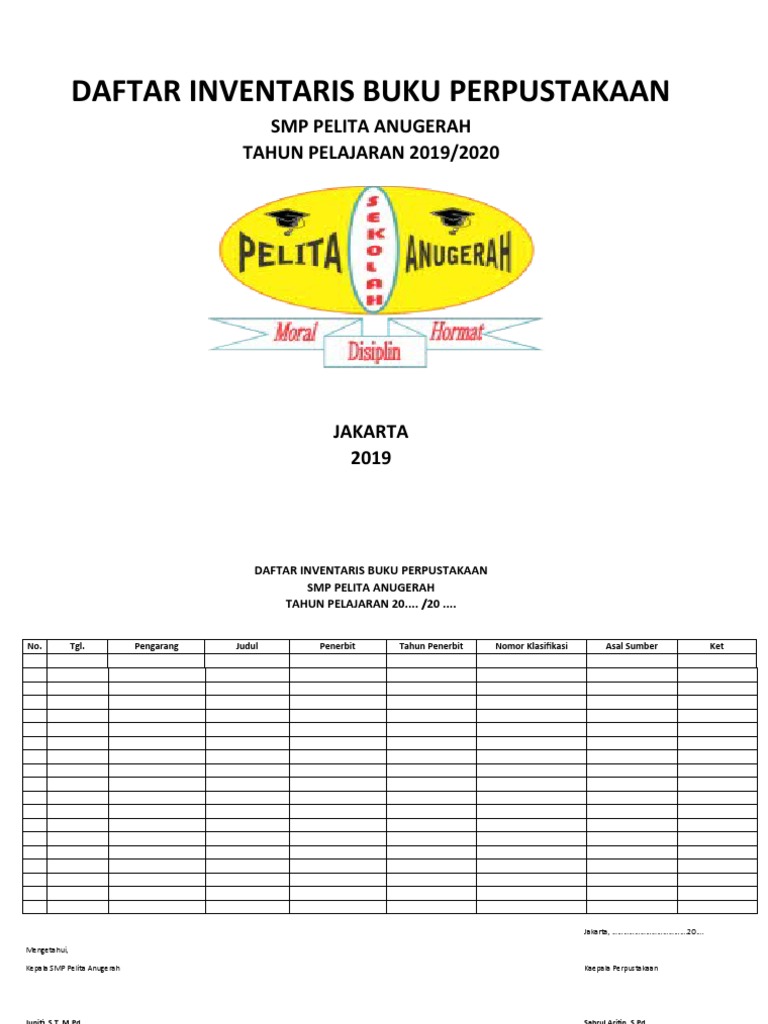 Daftar Inventaris Buku Perpustakaan 2019-2020 | PDF