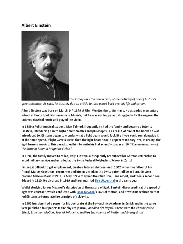 Albert Einstein Pdf Albert Einstein General Relativity
