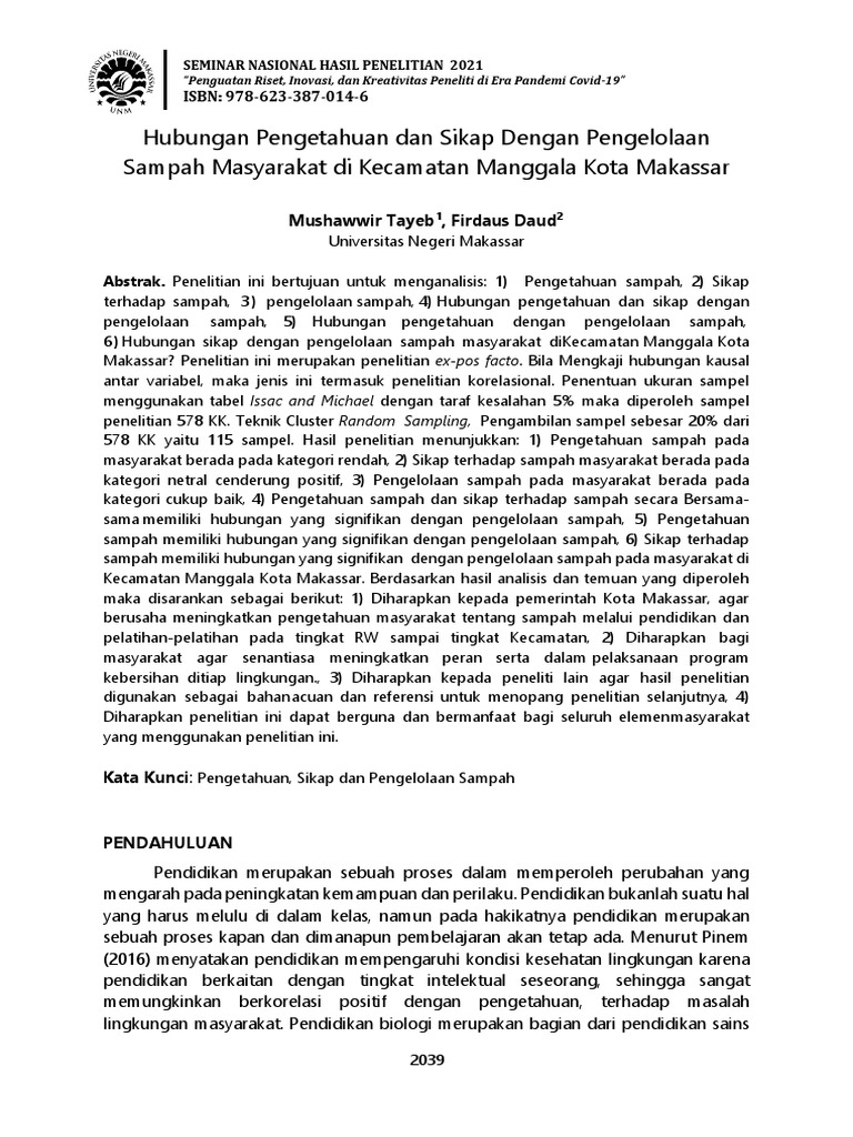 Jurnal Pengelolaan Sampah Mushawwir Tayyeb | PDF