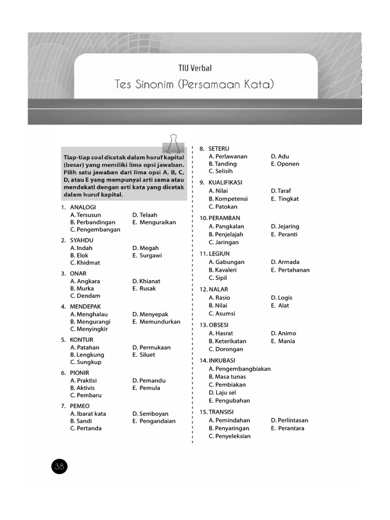 Soal Sinonim Antonim | PDF