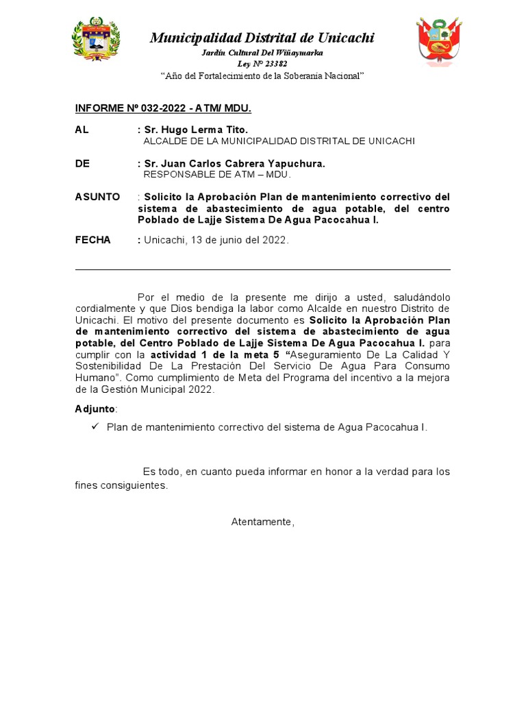 Informe de para La Aprobacion Del Poi 2022 | PDF | Ciencias sociales ...