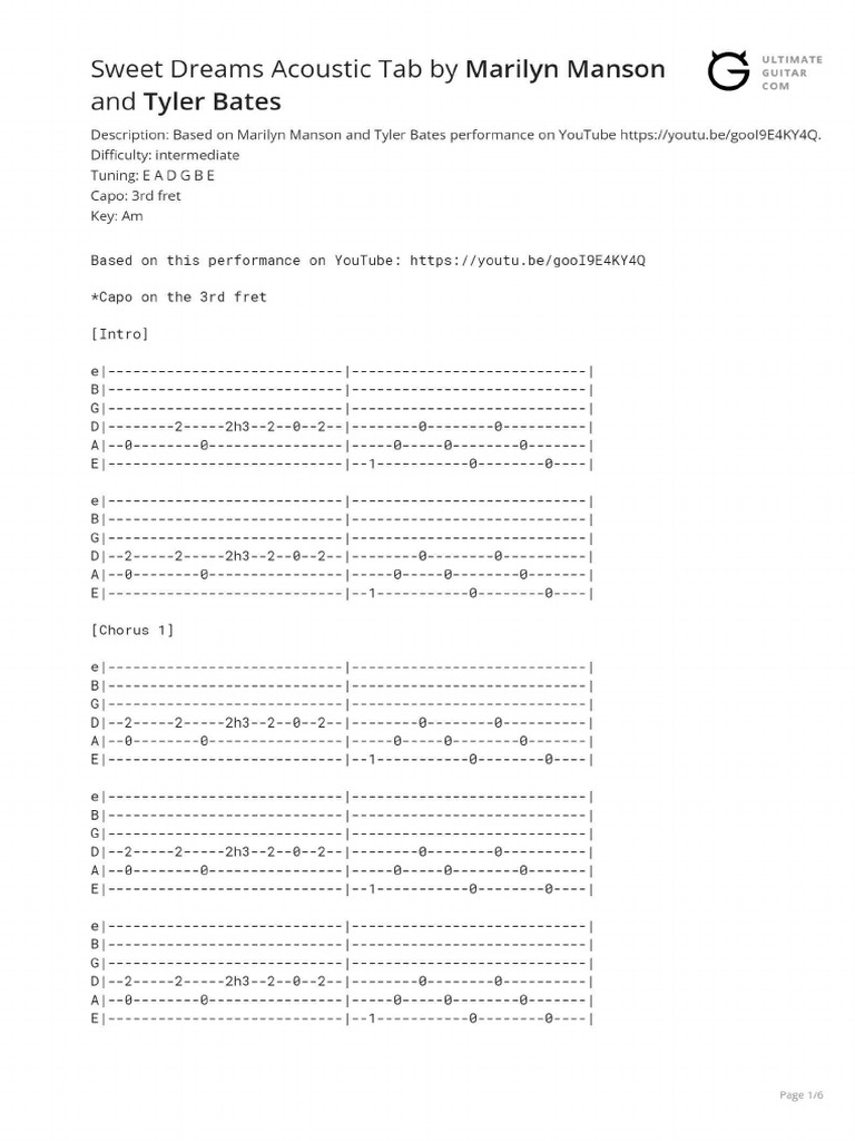 Sweet Dreams Acoustic Tab | PDF