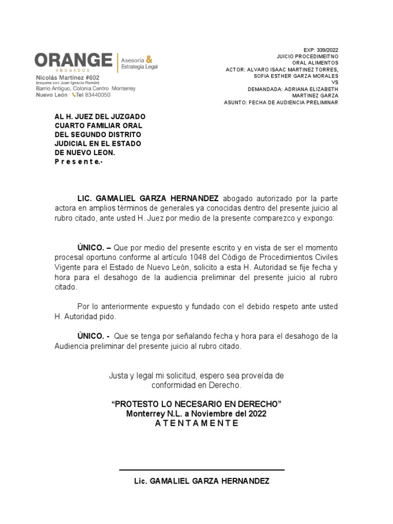 Solicito Audiencia Preliminar | PDF