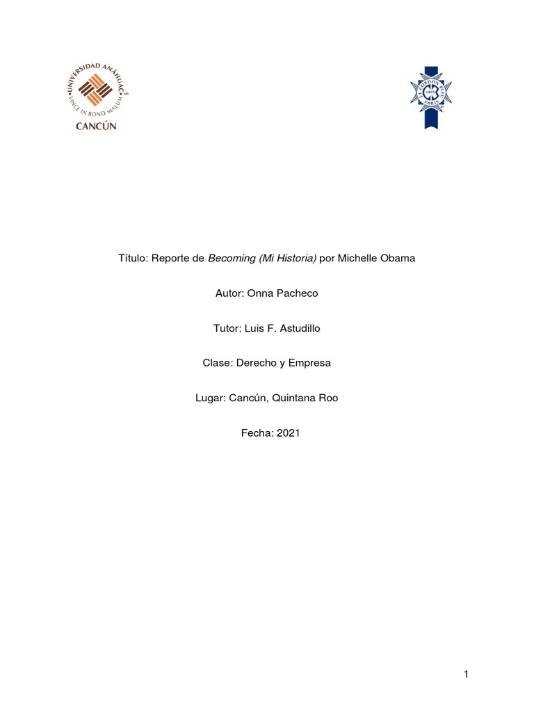 Análisis de "Becoming" de Michelle Obama | PDF | Michelle Obama ...