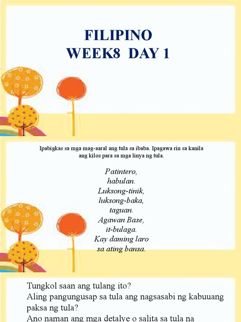 Week 8 Filipino Day 1 5 | PDF