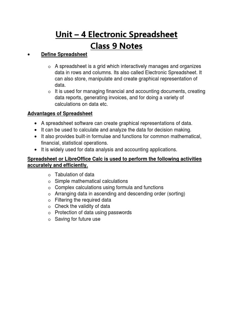 Electronic Spreadsheet | PDF | Spreadsheet | Menu (Computing)