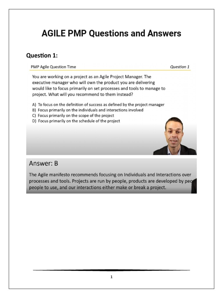 AGILE PMP Questions and Answers | PDF | Test Driven Development | Scrum (Software Development)