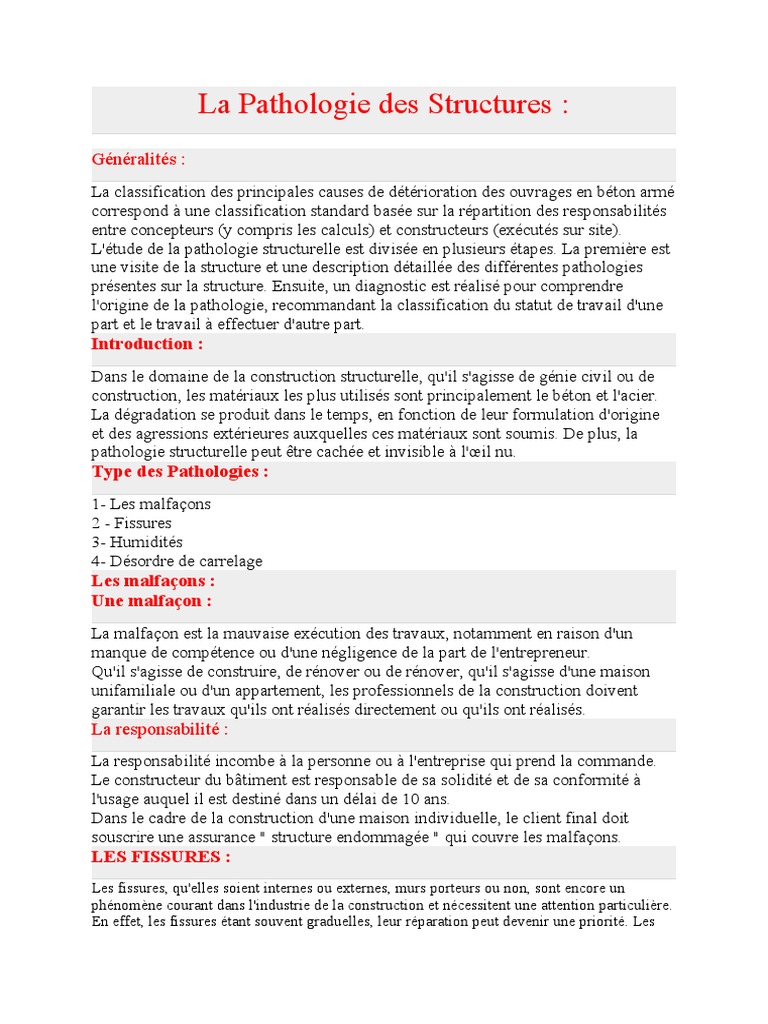La Pathologie Des Structures | PDF