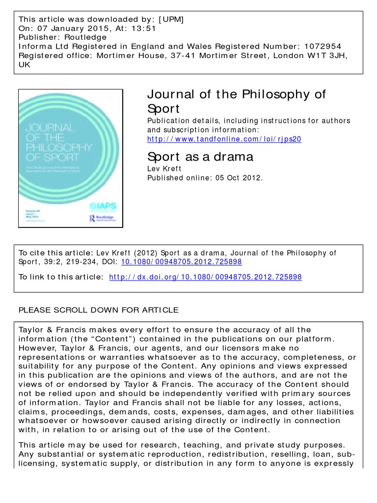 Kreft, Lev - Sport As A Drama | PDF | Aesthetics | Phenomenology ...