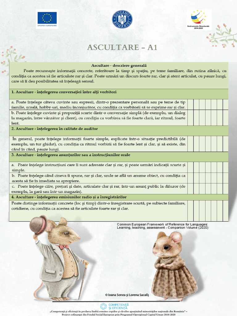 Poster Ascultare A1 Sacalîș Sonea | PDF