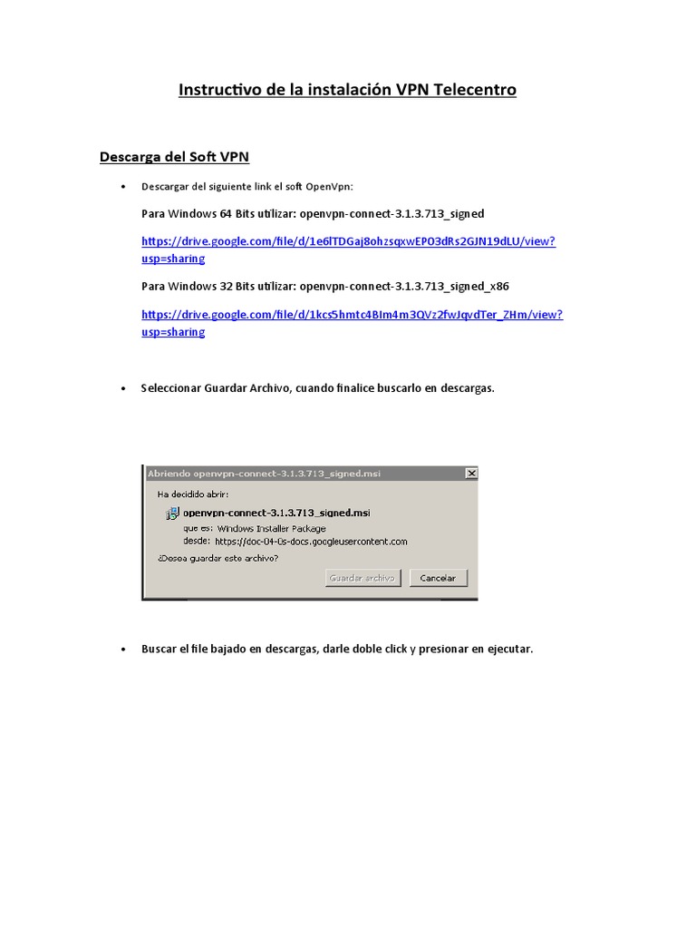 Instructivo de La Instalación VPN Telecentro | PDF