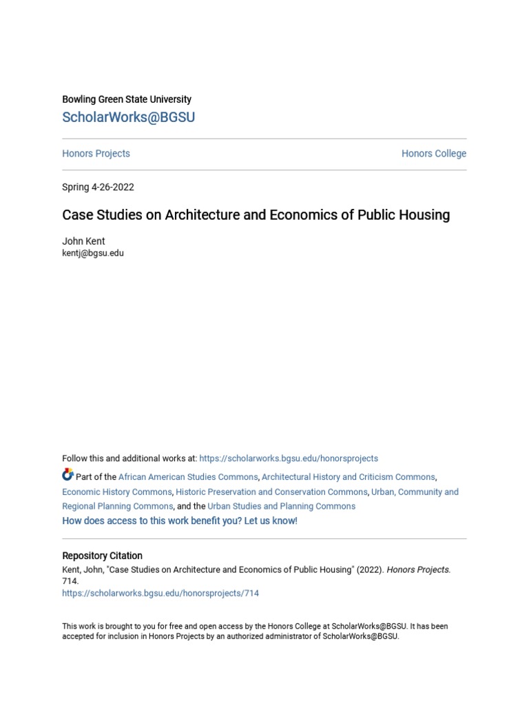 Case Studies On Architecture and Economics of Public Housing | PDF