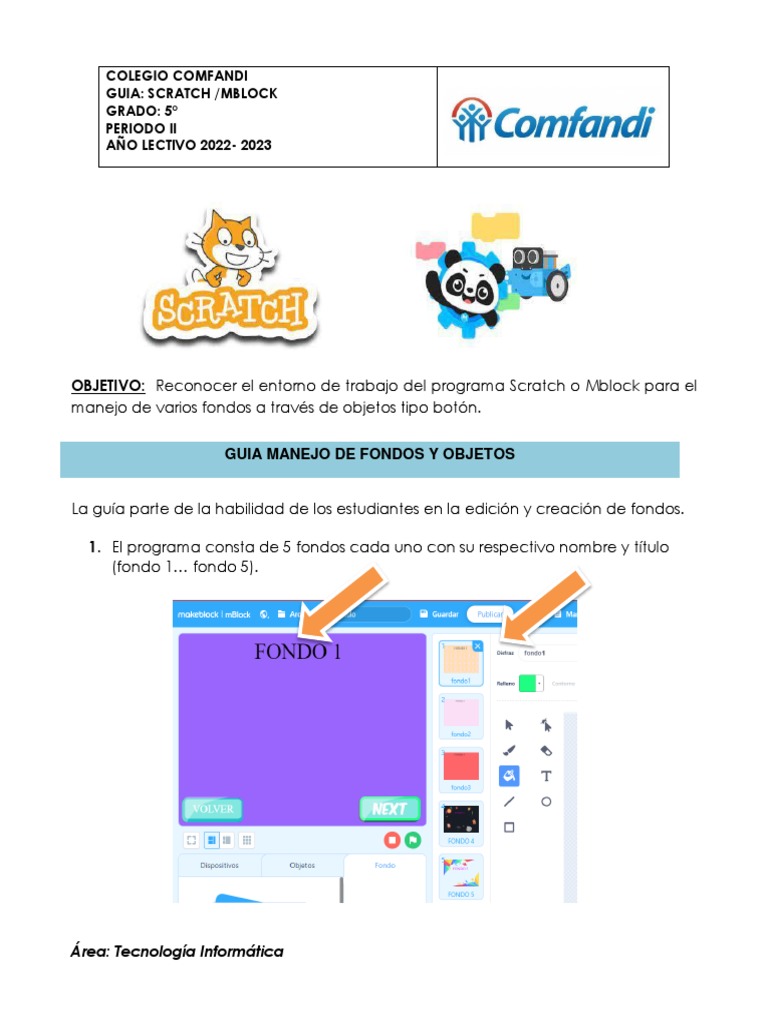 Guía de Scratch y Mblock para 5° grado | PDF | Informática