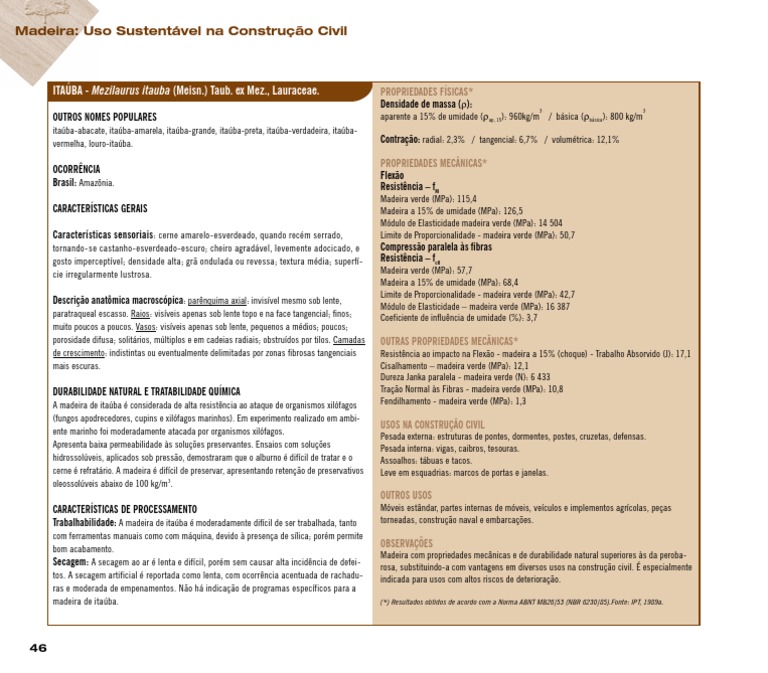 Características da Madeira Itaúba | PDF | Madeira | Natureza