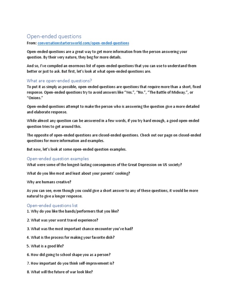 Open-ended-questions | PDF