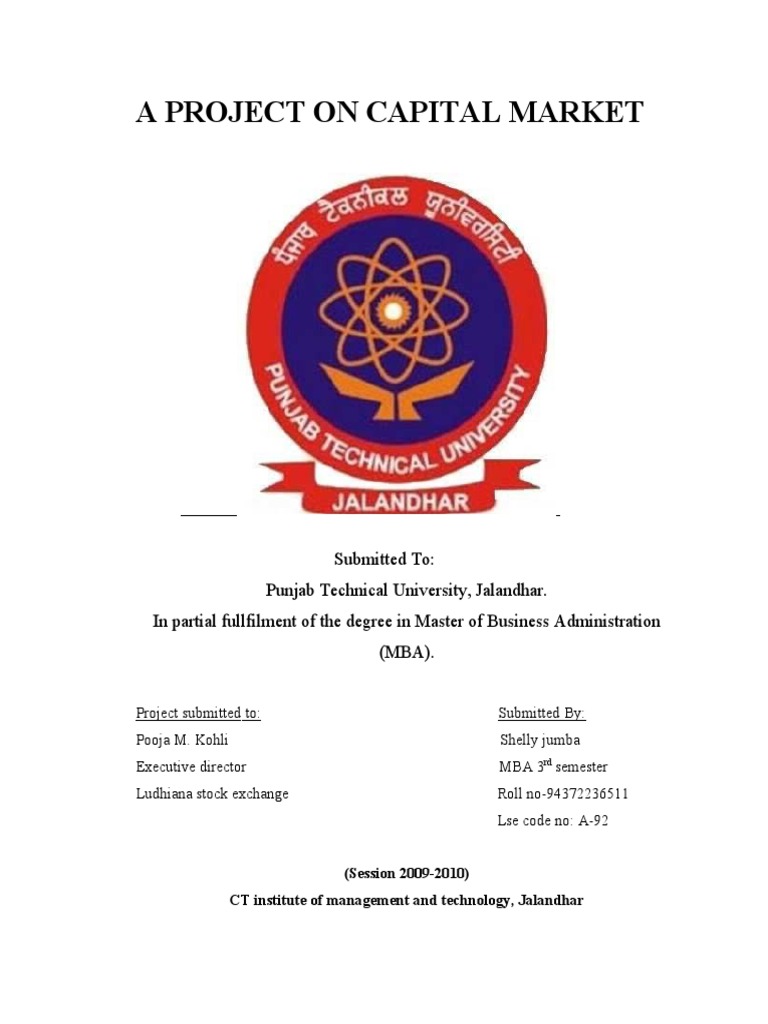 A Project On Capital Market | PDF | Financial Markets | Bonds (Finance)