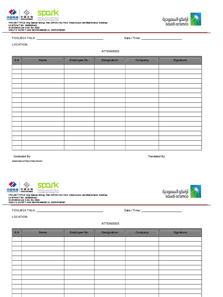 Tool Box Talk Sheet | Download Free PDF | Occupational Safety And ...