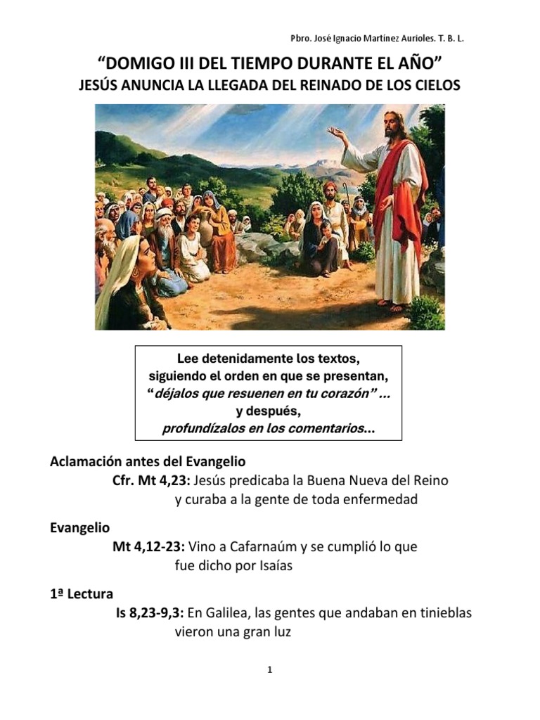 Domigo III Del Tiempo Durante El Año Cíclo C | PDF | Jesús | eucaristía