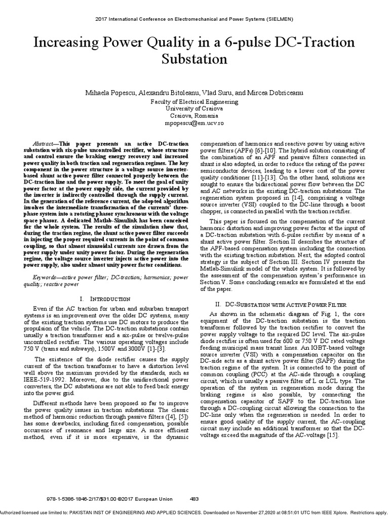 Increasing Power Quality in A 6-Pulse DC-Traction | PDF | Rectifier | Direct Current