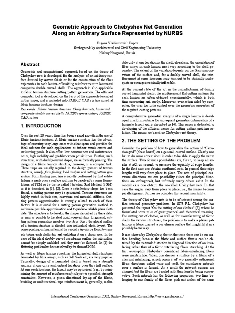 Chebyshev Nets for Fabric Design | PDF | Sphere | Geometry