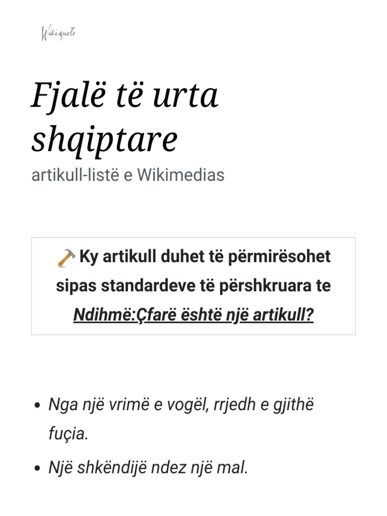 Fjalë Të Urta Shqiptare - Wikicitate | PDF
