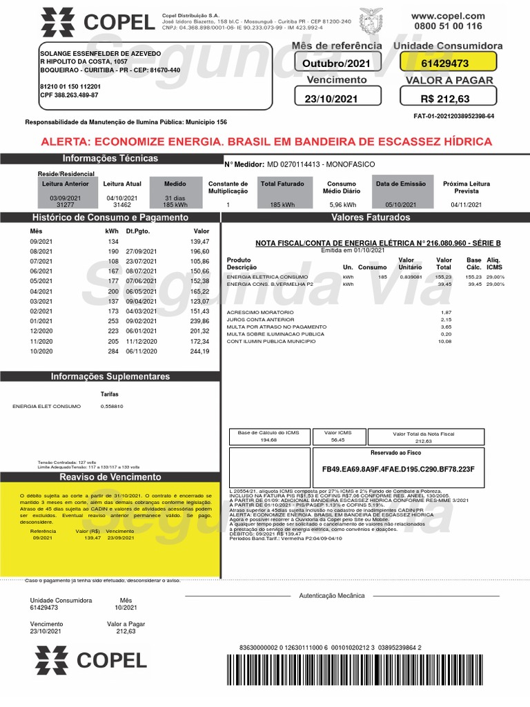 Fatura Copel | PDF