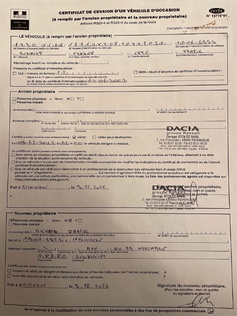 Certificat de Cession | PDF