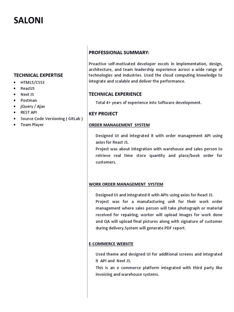 ReactJS CV | PDF | User Interface | Software Engineering