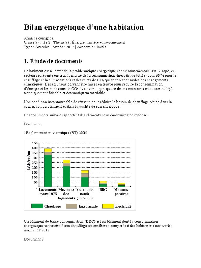 Bilan énergétique d'une habitation | PDF | Chaleur | Transfert thermique