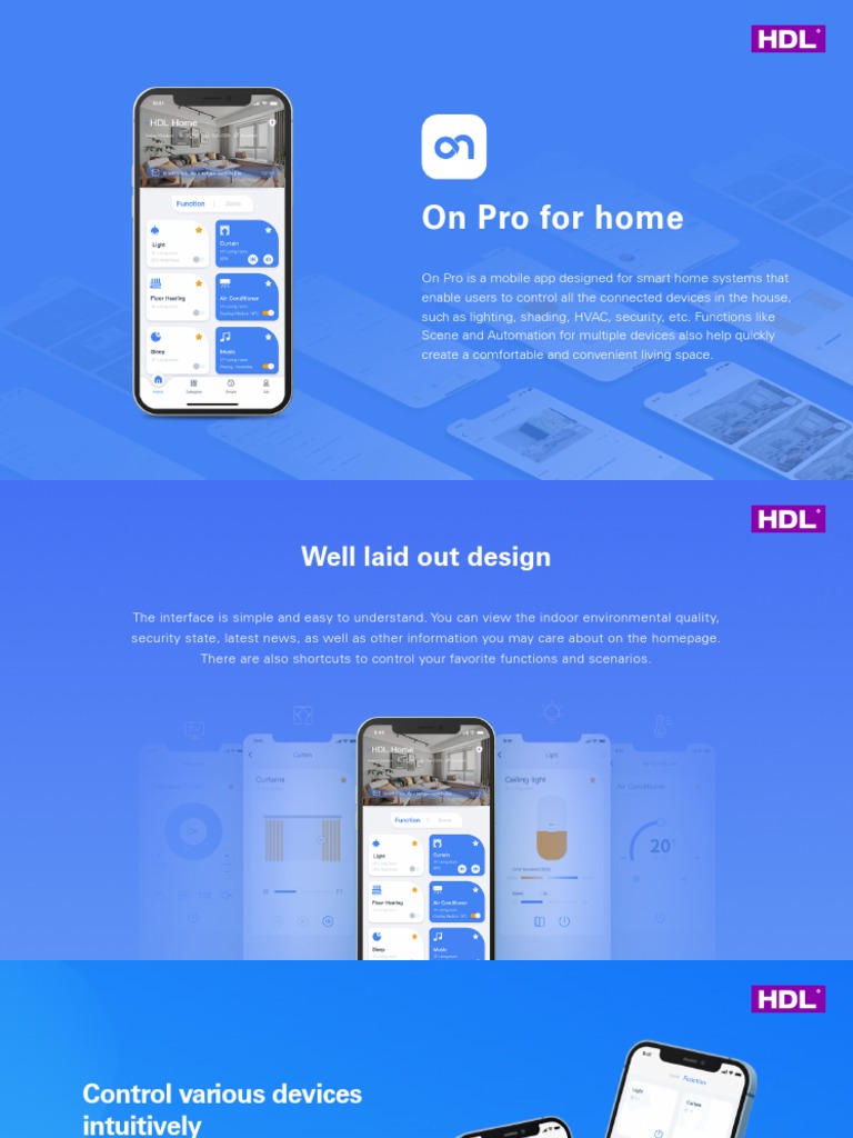 On Pro - A Powerful App For HDL Control Systems | PDF | Automation | Mobile App