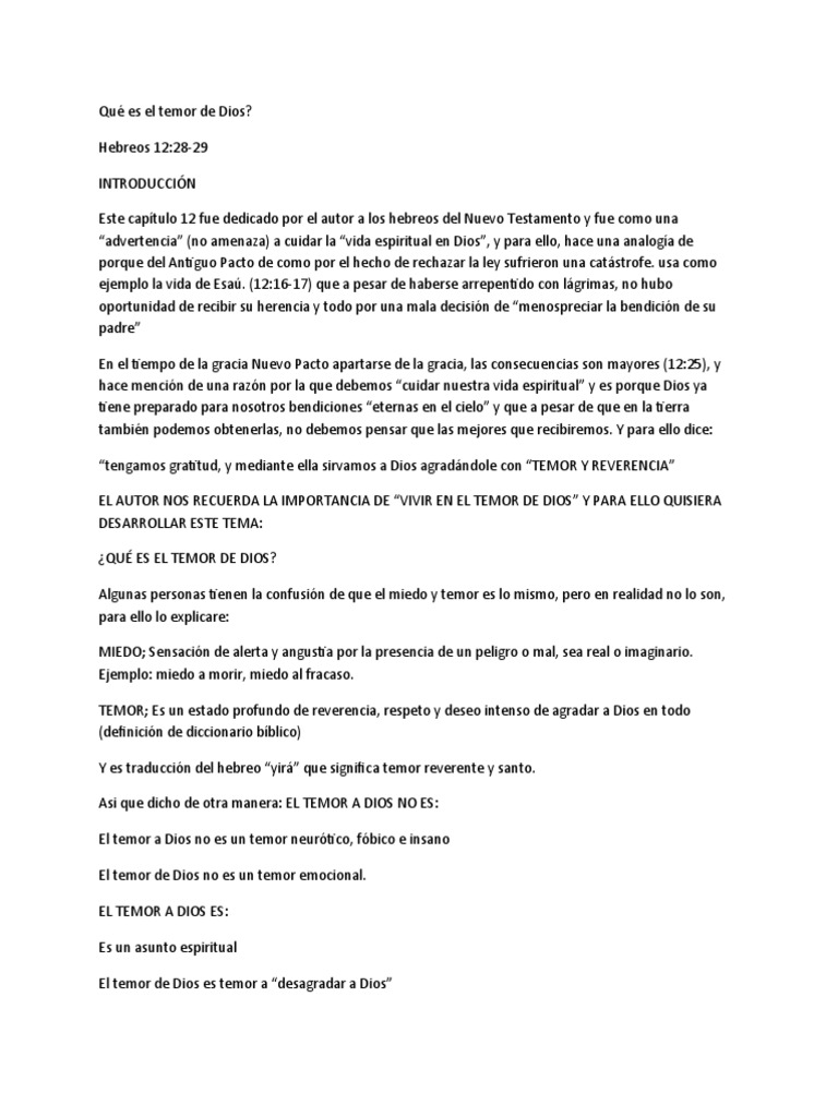 El significado del temor a Dios | PDF | Temor | Dios
