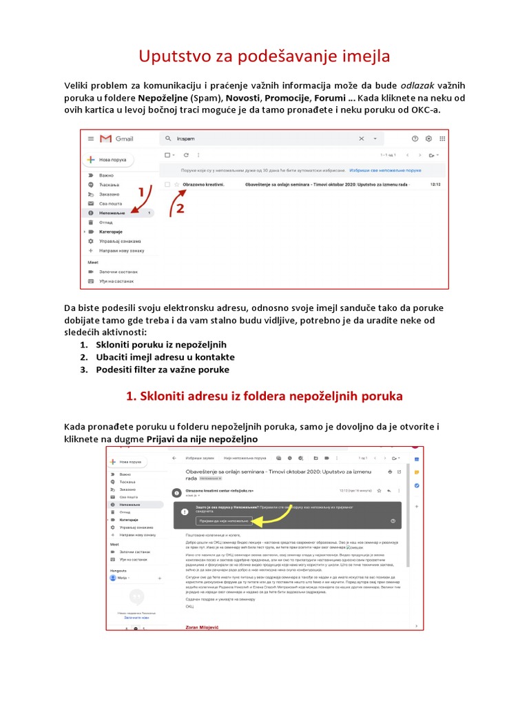 Uputstvo Za Podesavanje Imejla | PDF