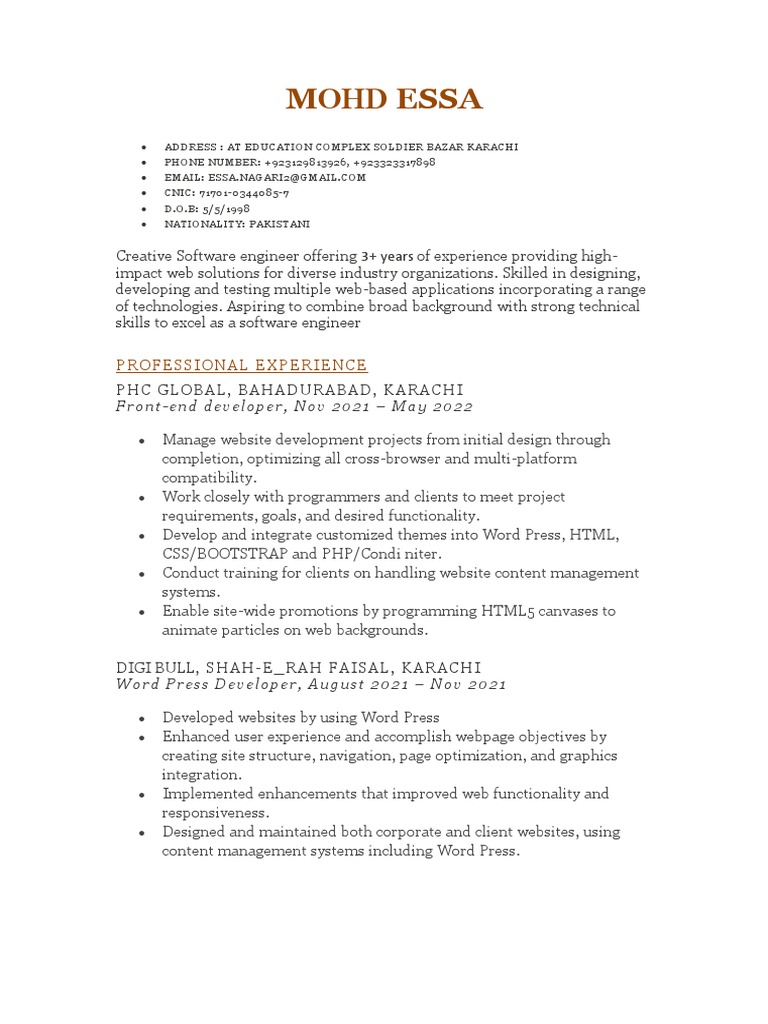 Essa Resume Final | Download Free PDF | World Wide Web | Internet & Web