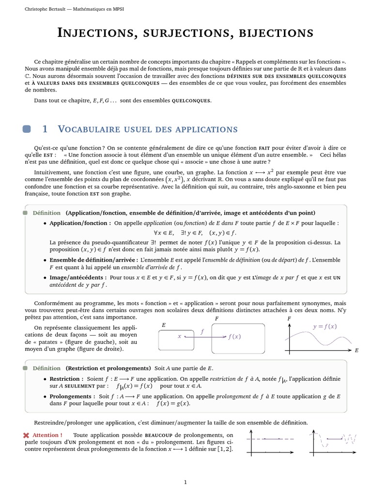 Cours - Injections Surjections Bijections | PDF