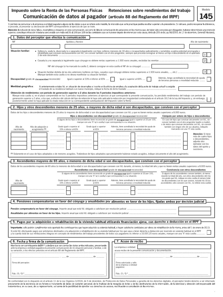 Modelo 145 Rellenable | PDF