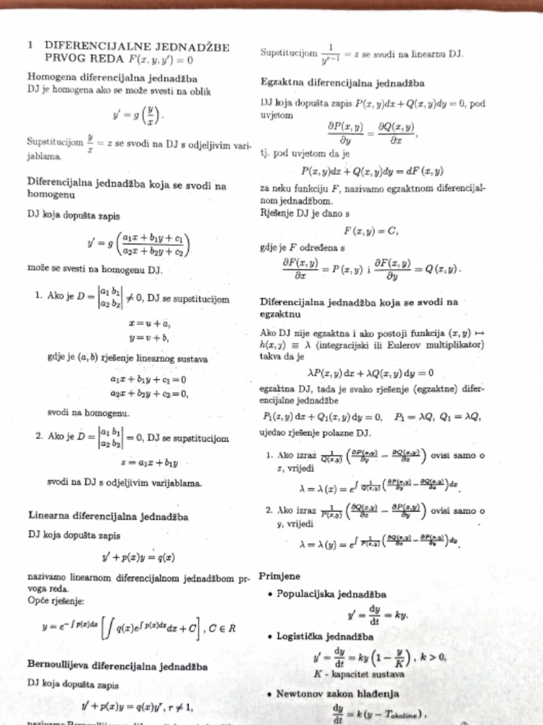 Diferencijalne Jednadžbe | PDF
