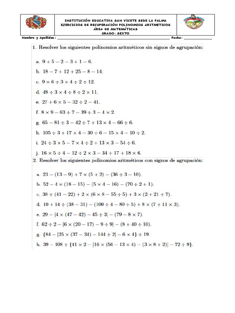 Polinomios Aritmeticos | PDF