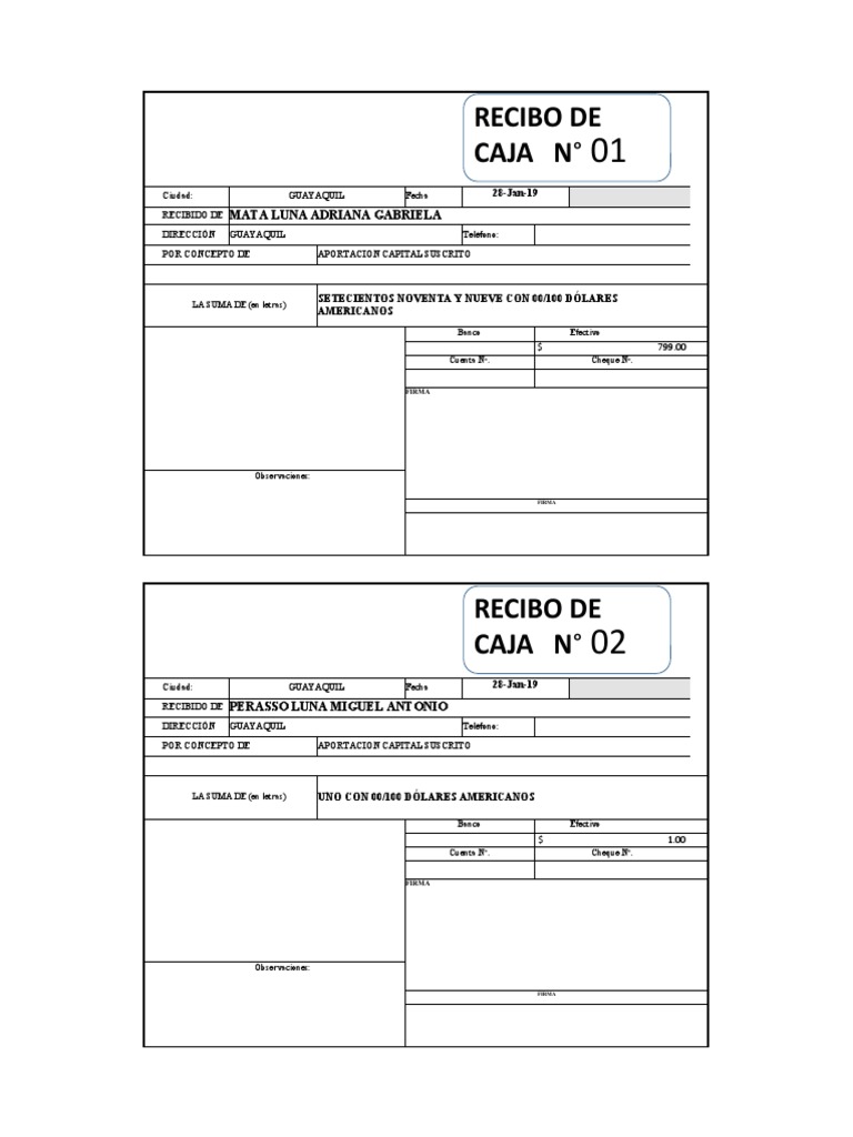 Recibo de Caja | PDF