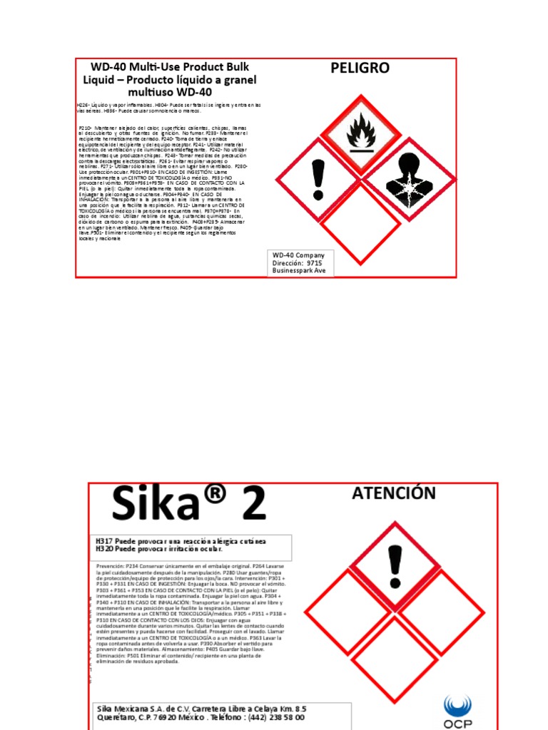 Etiquetas SQP | PDF | Química | Naturaleza