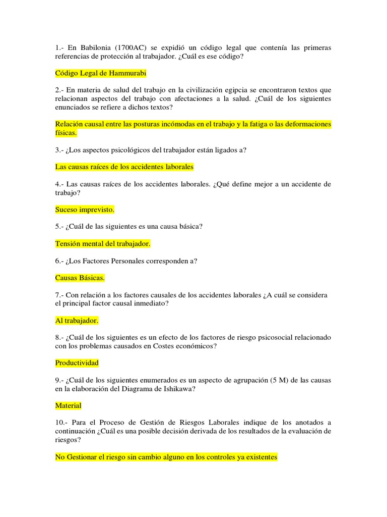 Cuestionario Clase Interactiva | PDF | Seguridad y salud ocupacional ...