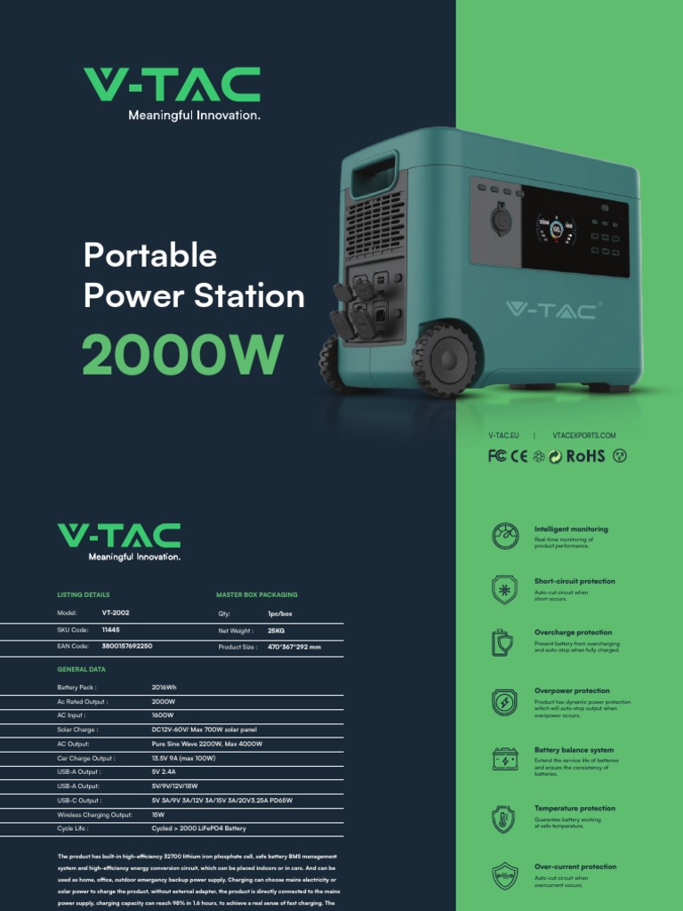2000W Vtac Power Station | PDF | Battery Charger | Power Supply